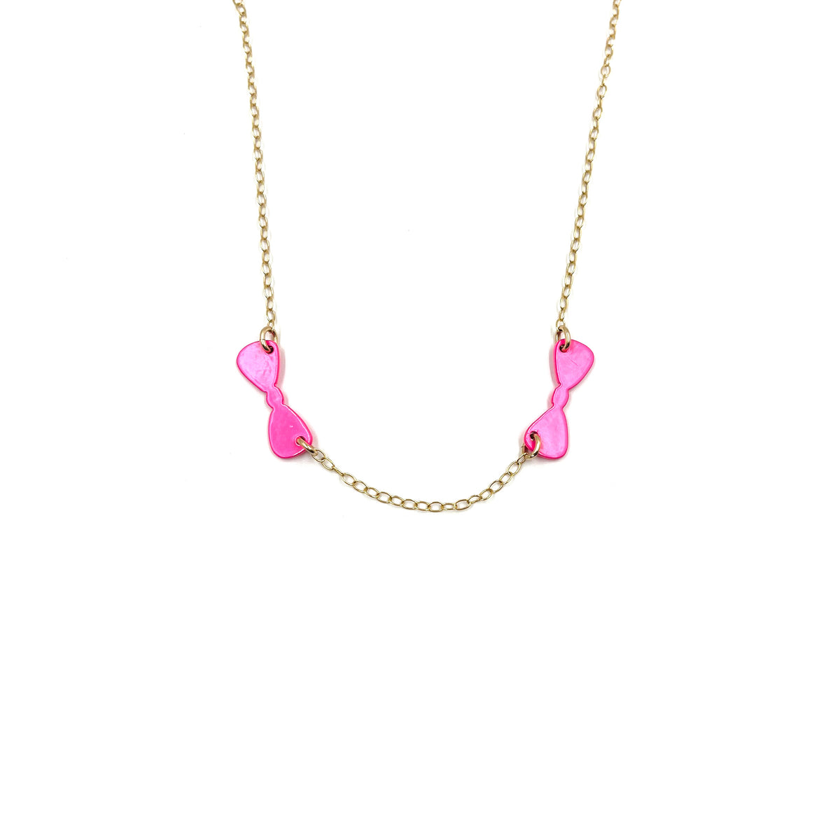 Ashley Buchanan Hot Pink Double Bow Tie Chain Necklace – Ombre Gallery